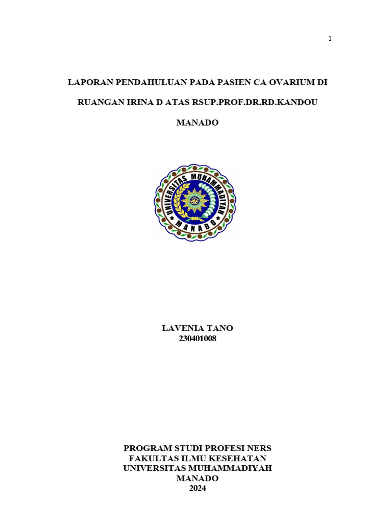 LP CA-ovarium, Lavenia Tano | PDF | Ilmu Sosial | Sains & Matematika