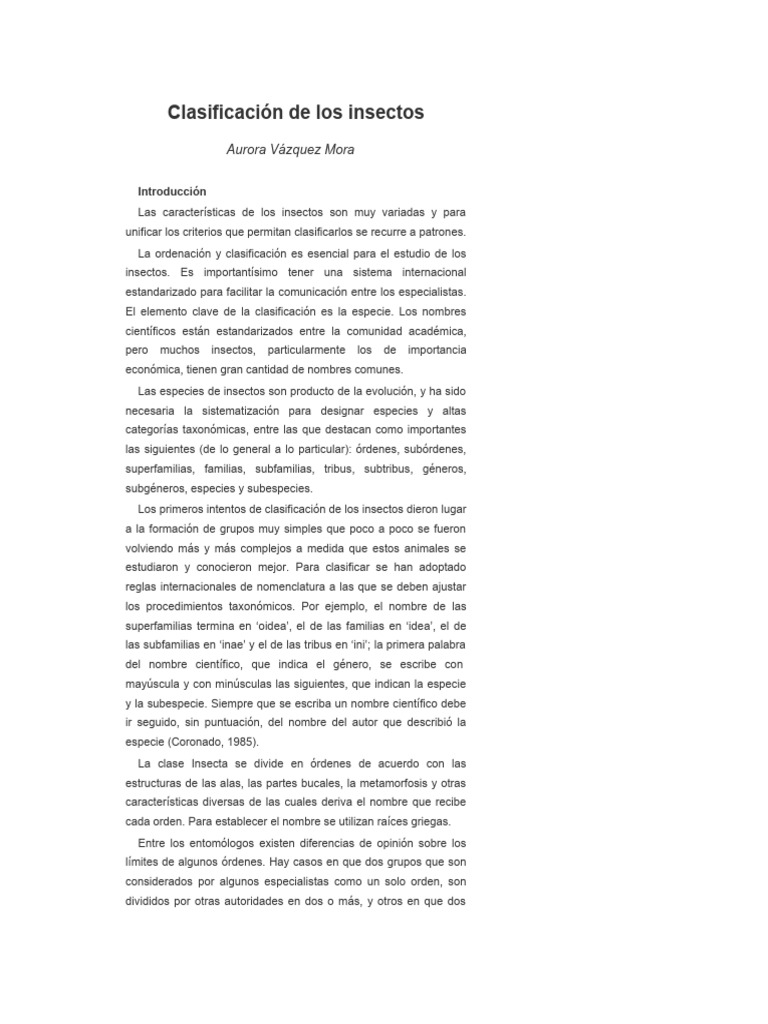 Clasificación de Los Insectos | PDF | Insectos | Artrópodos