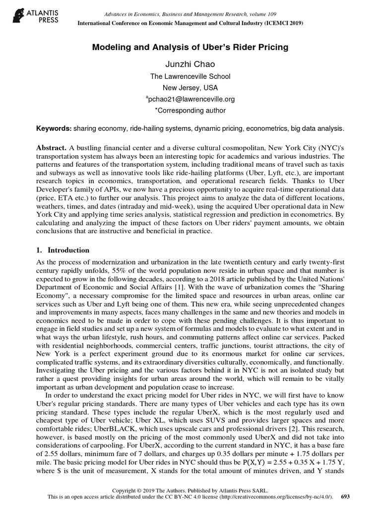 Modeling and Analysis of Ubers Rider Pricing | PDF | Pricing | Workweek And Weekend