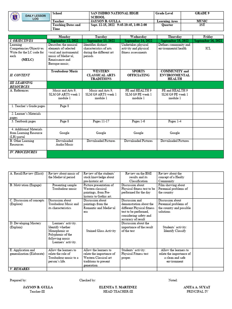 Q1 Mapeh G9 Week 4 | PDF | Cognitive Science | Liberal Arts Education