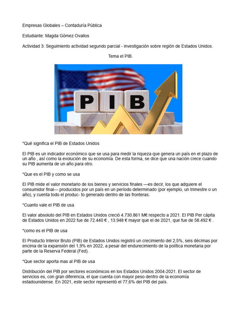 Tema El PIB Magda Gomez | PDF | Producto Interno Bruto | Macroeconómica