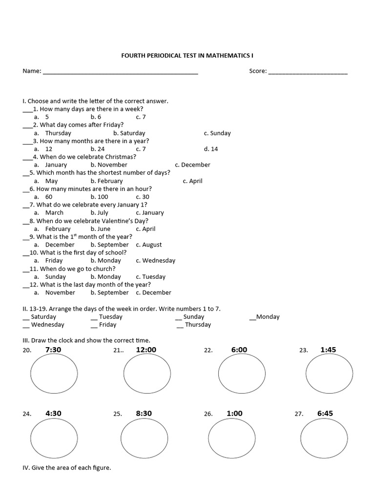 PT - Mathematics 1 - Q4 | PDF