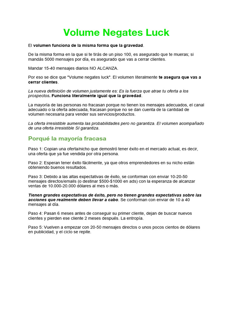 Volume Negates Luck | PDF | Oferta (economía) | Cliente