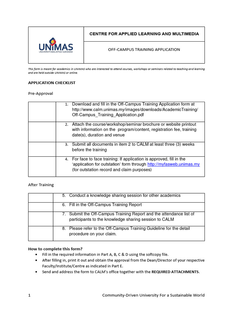 Off-Campus Training Application | PDF