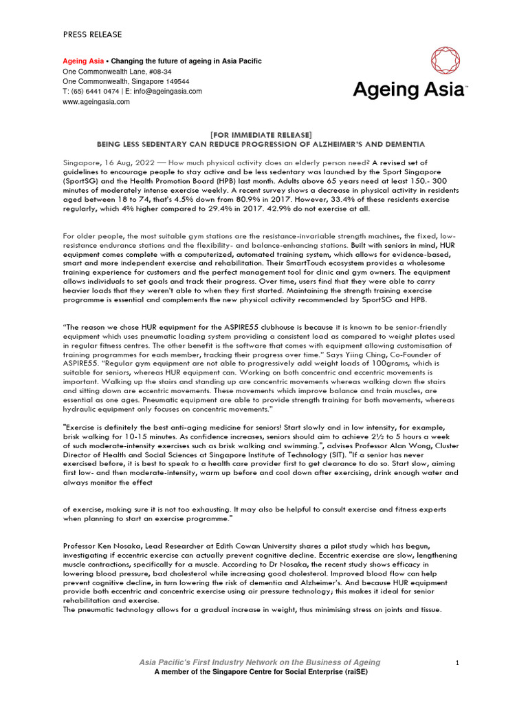 Press Release - HUR X ASPIRE55 - 16 Aug | PDF | Strength Training | Physical Fitness