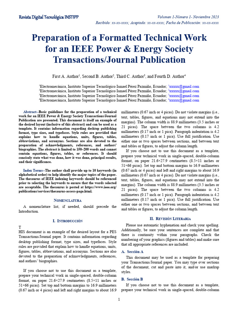 PlantillaArticuloCientifico INSTIPP | PDF | International System Of Units | Typefaces