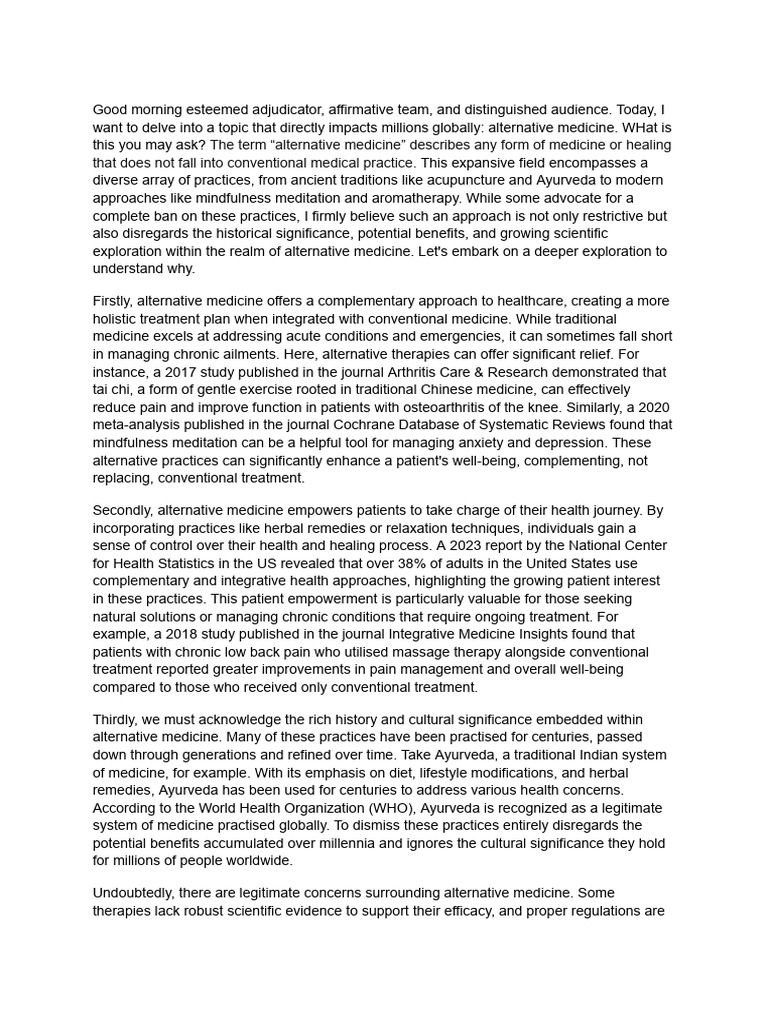 Debate Script | PDF | Alternative Medicine | Medicine