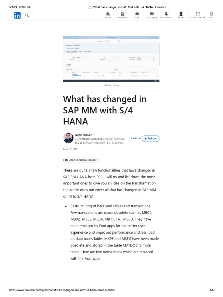 What Has Changed in SAP MM With S - 4 HANA | PDF | Business