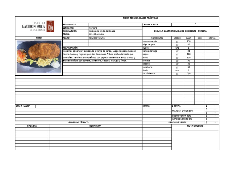 Chuleta Valluna | PDF | Cocina | Alimentos