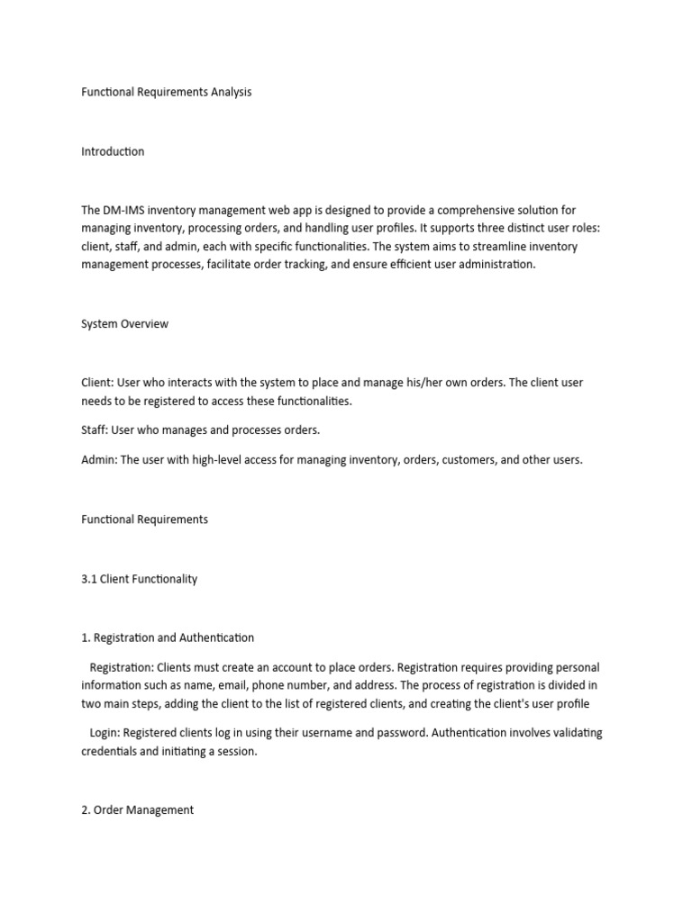 Functional Requirements Analysis | PDF | User (Computing) | Security