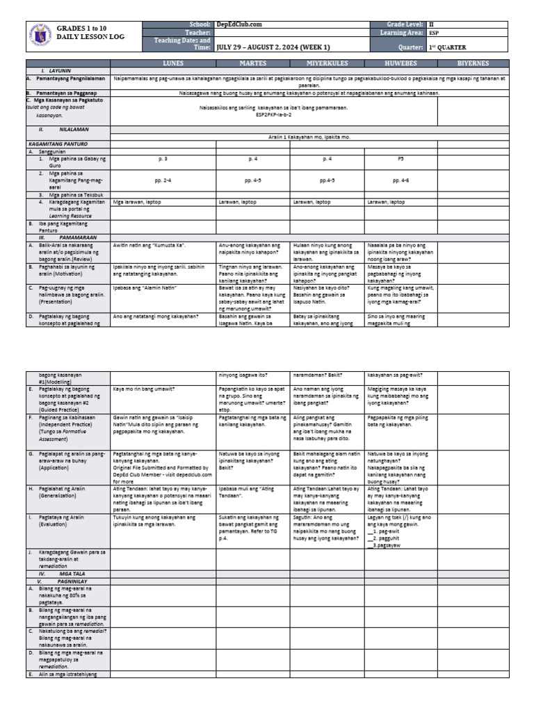 DLL - Esp 2 - Q1 - W1 | PDF