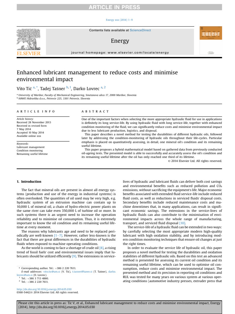 Enhanced Lubricant Management To Reduce Costs | PDF | Lubricant ...