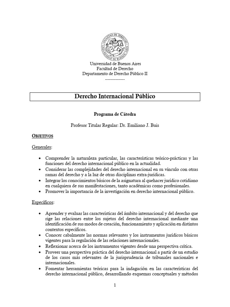 Programa DIP Cátedra Buis | PDF | Estado (política) | Autodeterminación
