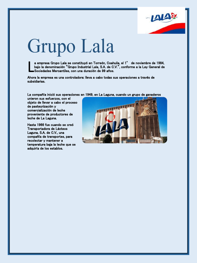 Grupo Lala WORD | PDF | Productos lácteos