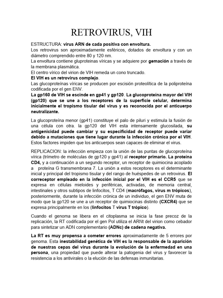 Retrovirus, Vih | PDF | VIH | Virus