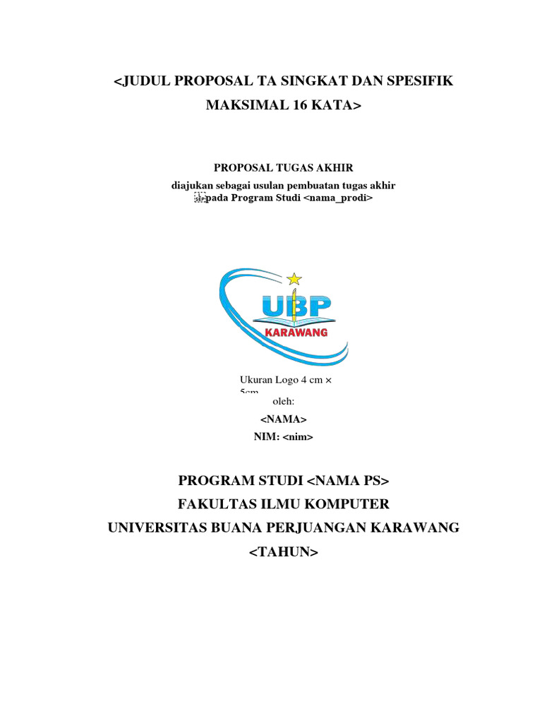 Template Proposal TA FIK 2022 Rev0 | PDF | Teknologi & Rekayasa