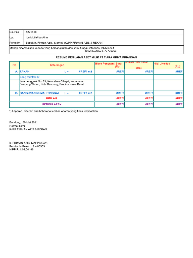 Contoh Template Penilaian Tanah | PDF