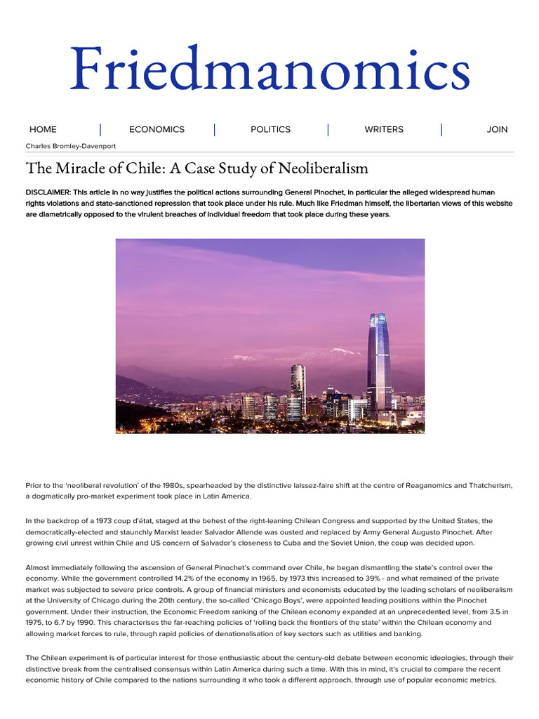The Miracle of Chile - A Case Study of Neoliberalism | PDF ...