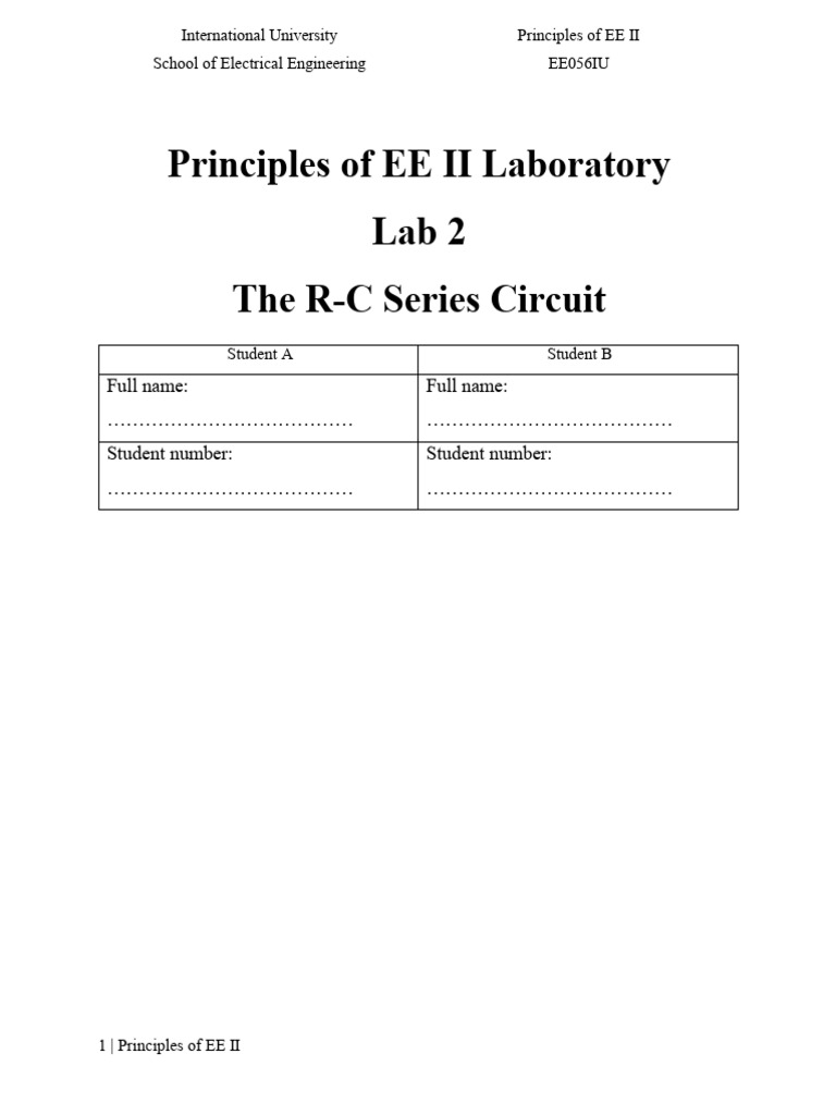 EE2 - Lab2 - RC Circuit - v3-2 | PDF | Metrology | Quantity