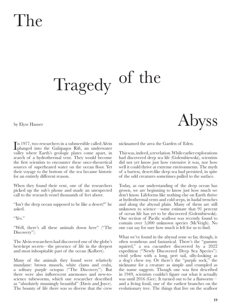The Tragedy of The Abyss | PDF | Seabed | Sea