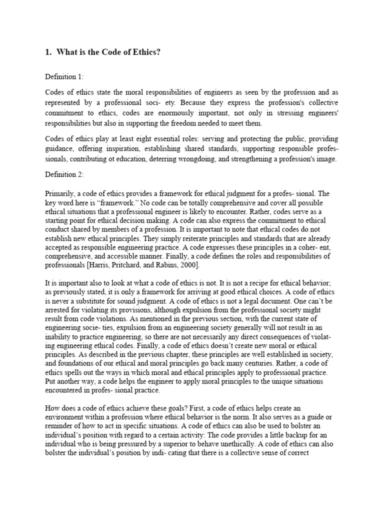 What Is The Code of Ethics | PDF | Engineer | Morality