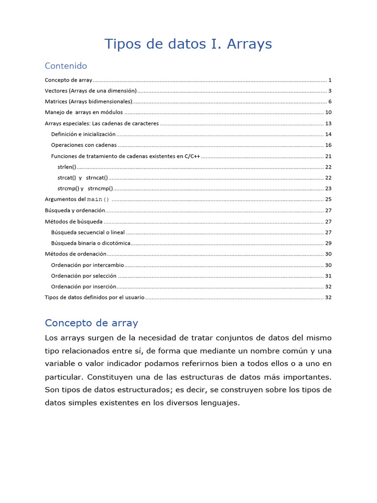 Arrays 2021 Pdf C Programación De Computadoras 