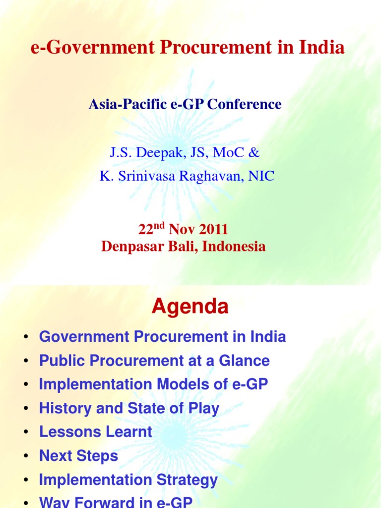 E-Government Procurement in India: Asia-Pacific e-GP Conference | PDF ...