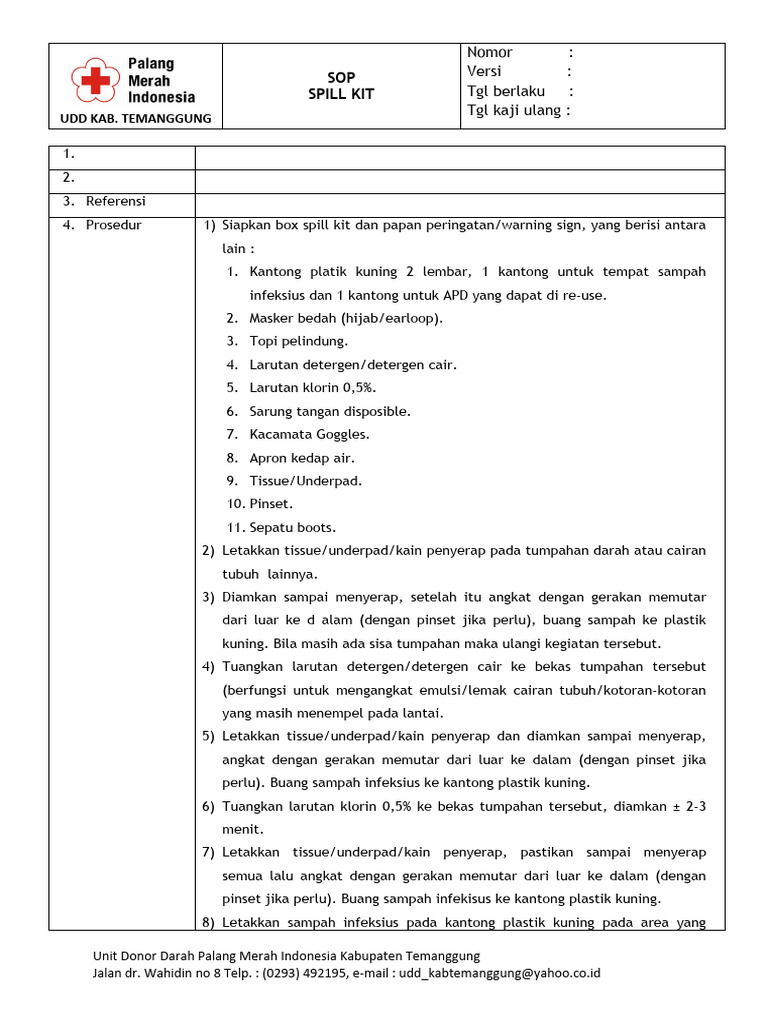 Prosedur Spill Kit UDD Temanggung | PDF | Sains & Matematika