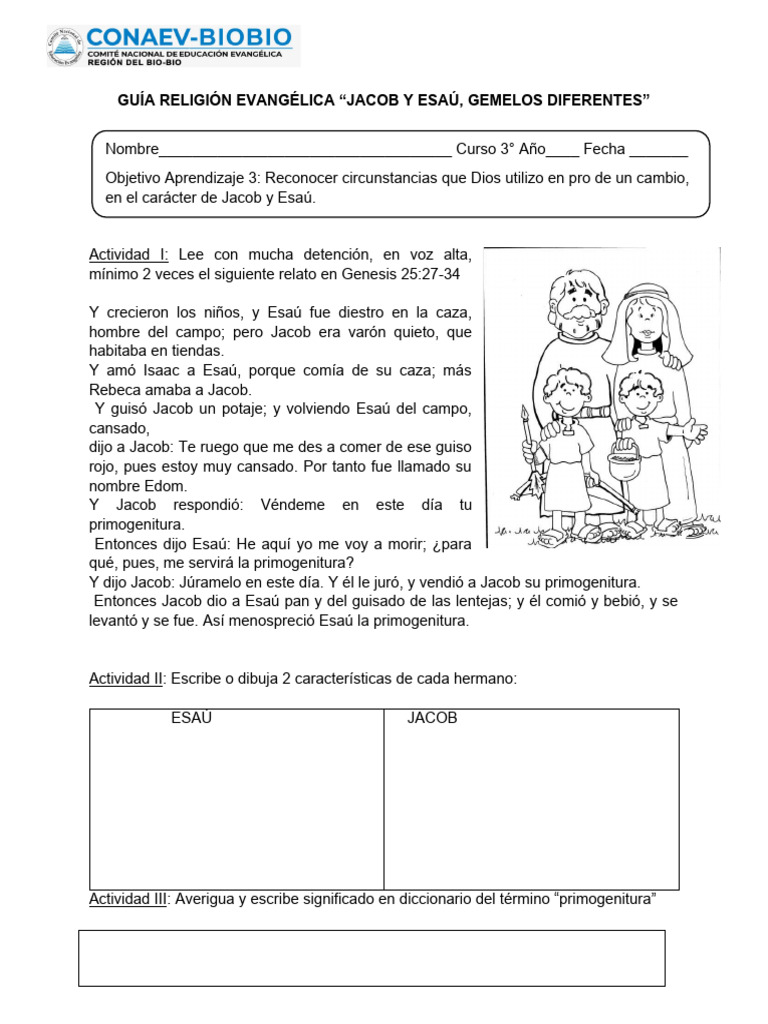 Guia 2 El caracter de los Hijos de Isaac | PDF