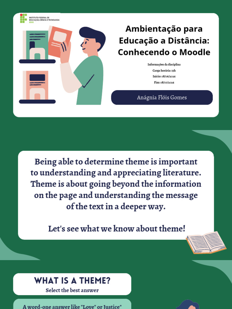 Literature Key Ideas and Details Theme Game Presentation Green Semi ...