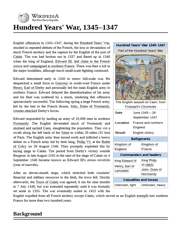 Hundred Years' War, 1345-1347 | PDF | Kingdom Of France | Late Middle Ages