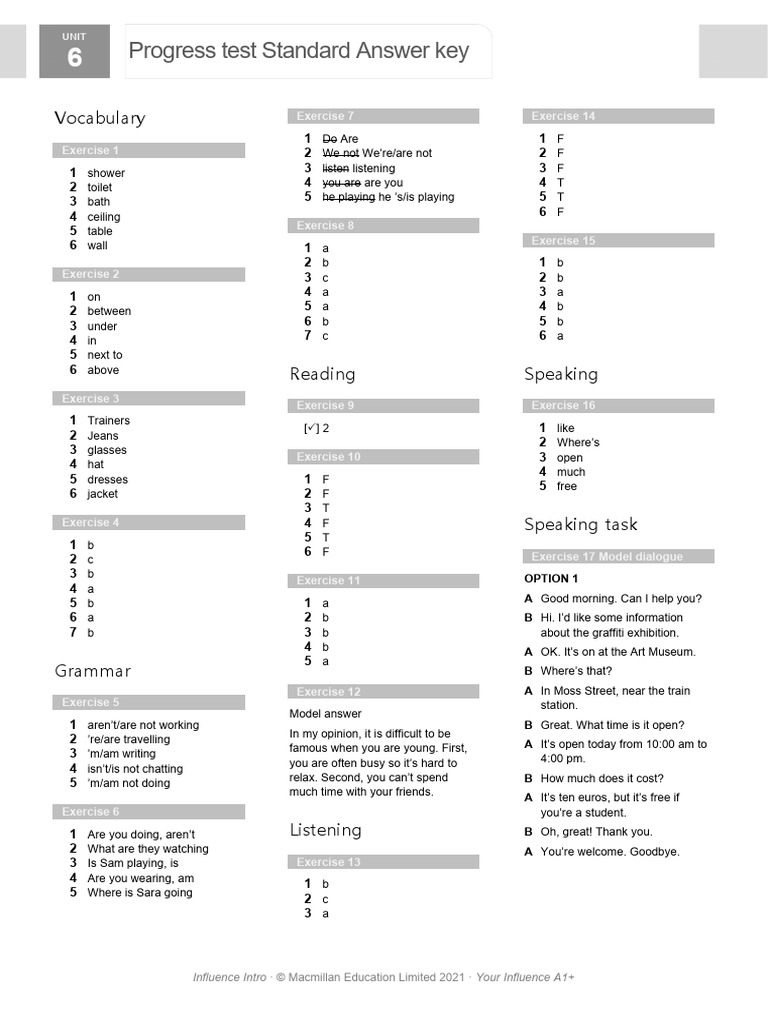 Intro A1PLUS U6 Test Standard AK | PDF