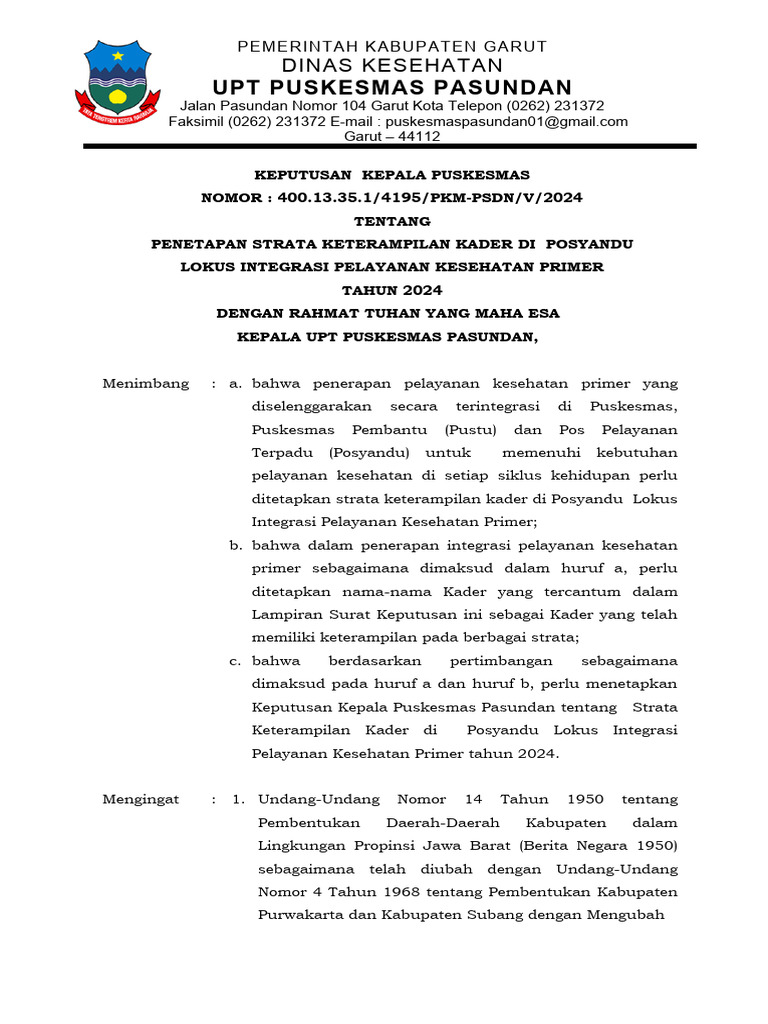 SK Kader Posyandu Lokus Ilp | PDF SK Kader Posyandu Lokus Ilp | PDF