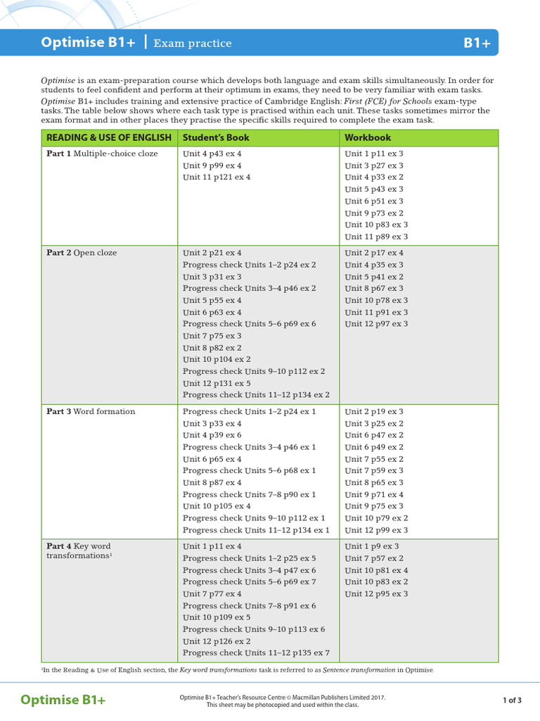 OPT B1plus Exam Practice | PDF | Qualifications | Science