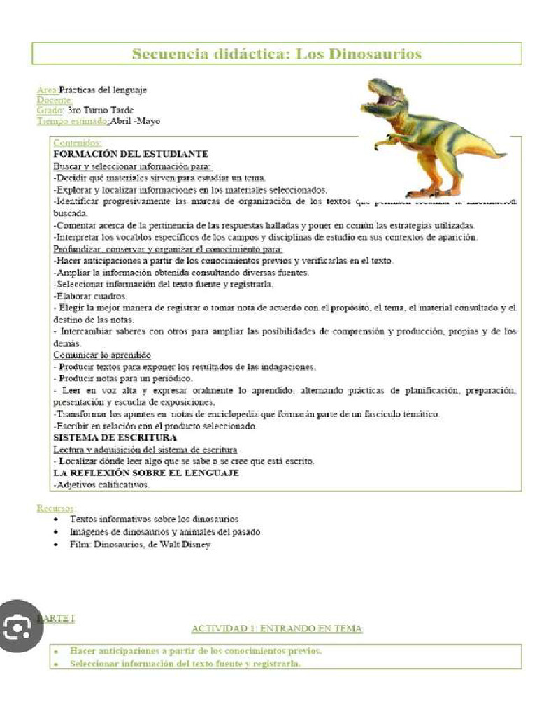 Los Dinosaurios. Textos Informativos | PDF