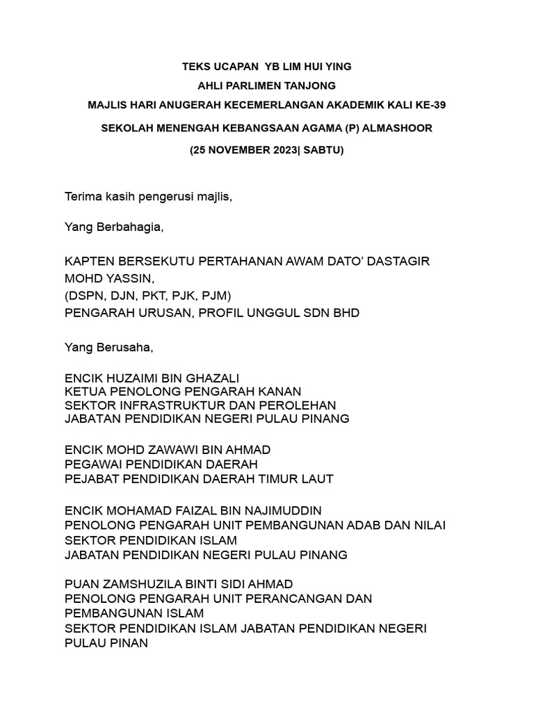 Teks Ucapan PERASMI MAC 2023 | PDF