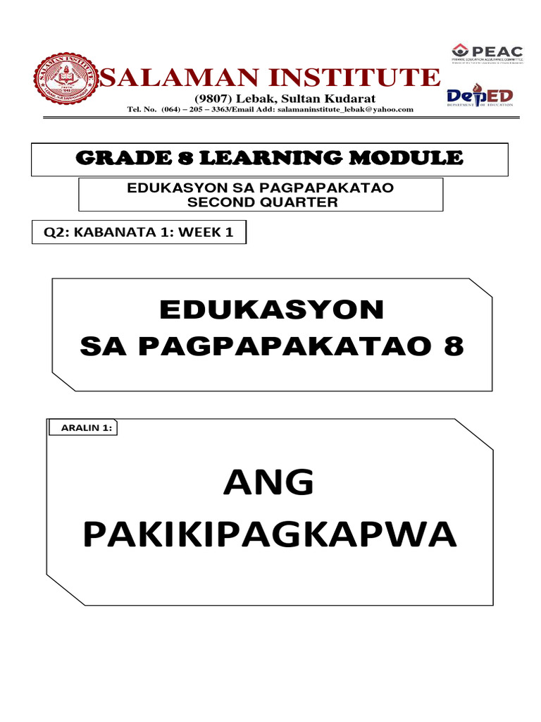 Esp 8 Q2 Week1 | PDF