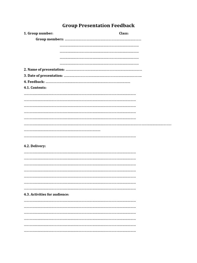 Group Presentation Feedback | PDF | Cognition | Human Communication