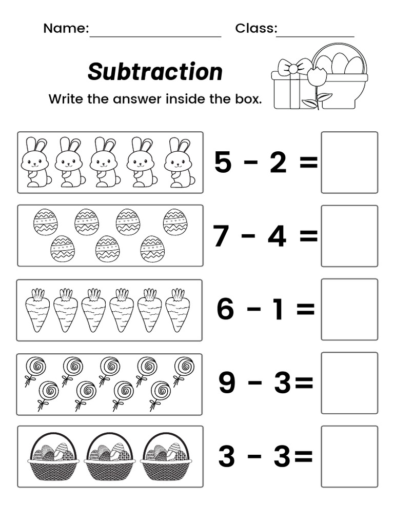 Fun and Colorful Kindergarten Subtraction Math Worksheet | PDF