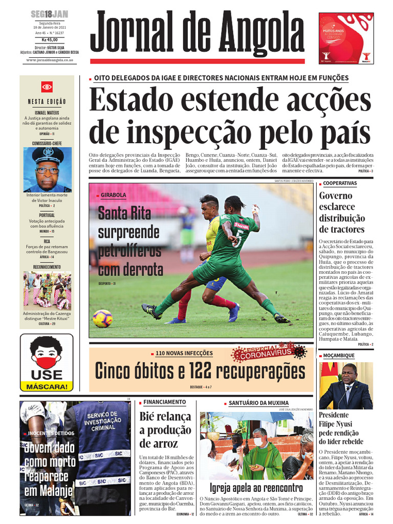 ?? Jornal de Angola - 18.01.2021 | PDF | Angola | Falência