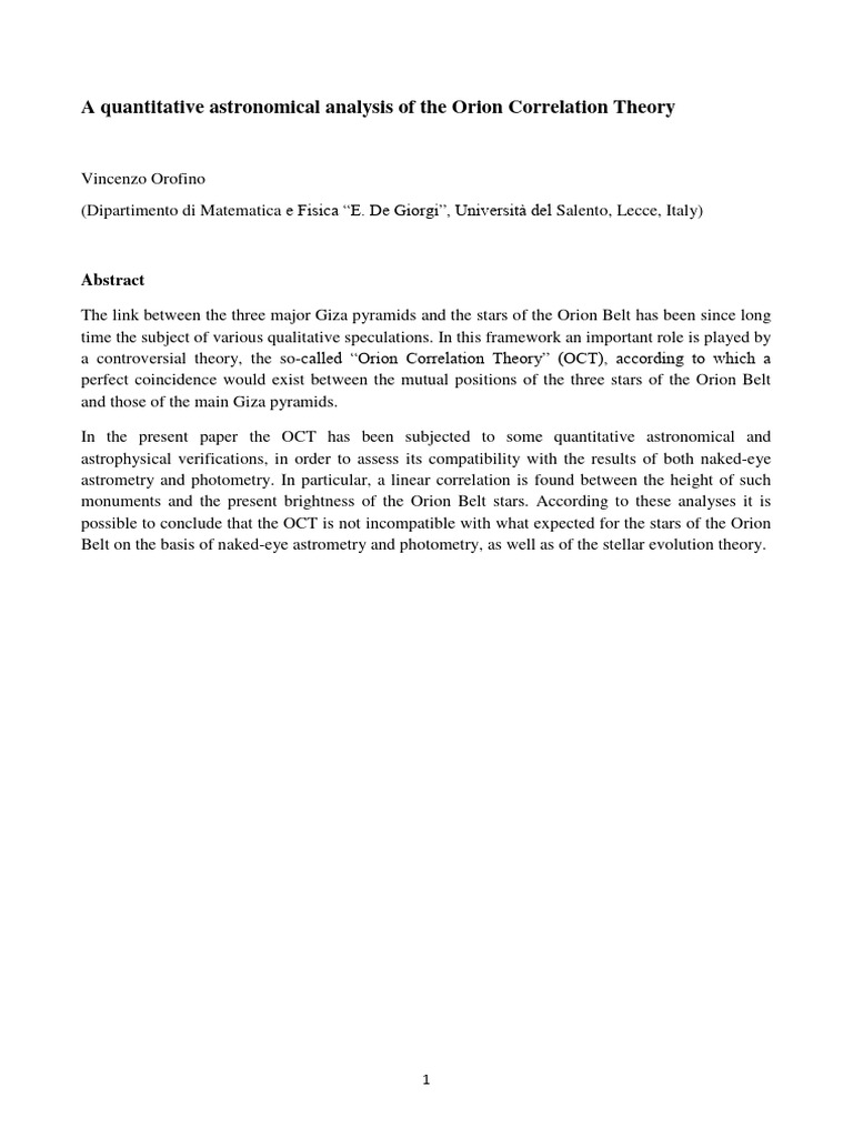 Un Análisis Astronómico Cuantitativo de La Teoría de La Correlación de Orión | PDF | Apparent ...