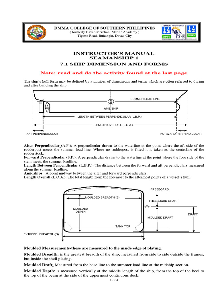 Ship Dimensions & Forms Guide | PDF | Deck (Ship) | Hull (Watercraft)
