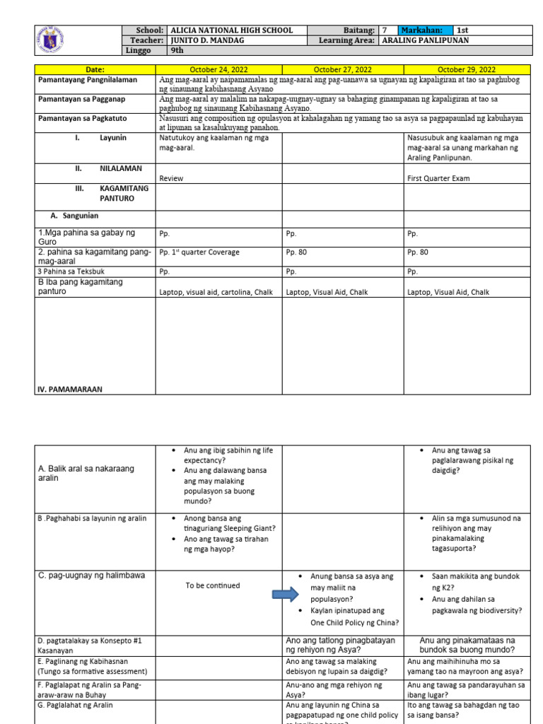 1st Quarter Week 9 | PDF