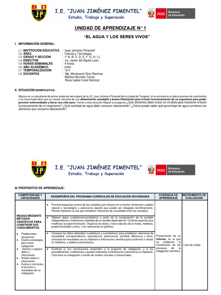 UNIDAD #1-CyT-PRIMER GRADO | PDF | Evaluación | Aprendizaje