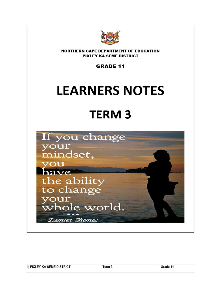 Term 3 Learners Notes Grade11-1 | PDF | Substance Abuse | Healthy Diet
