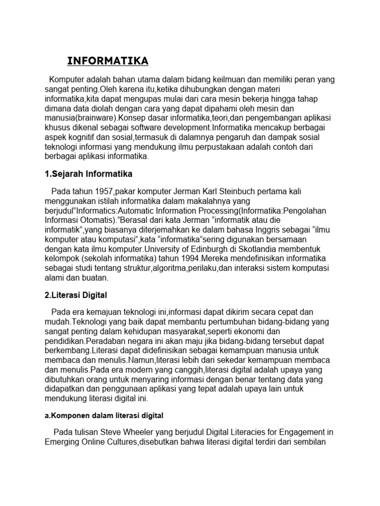Dasar-Dasar Informatika dan Literasi Digital | PDF