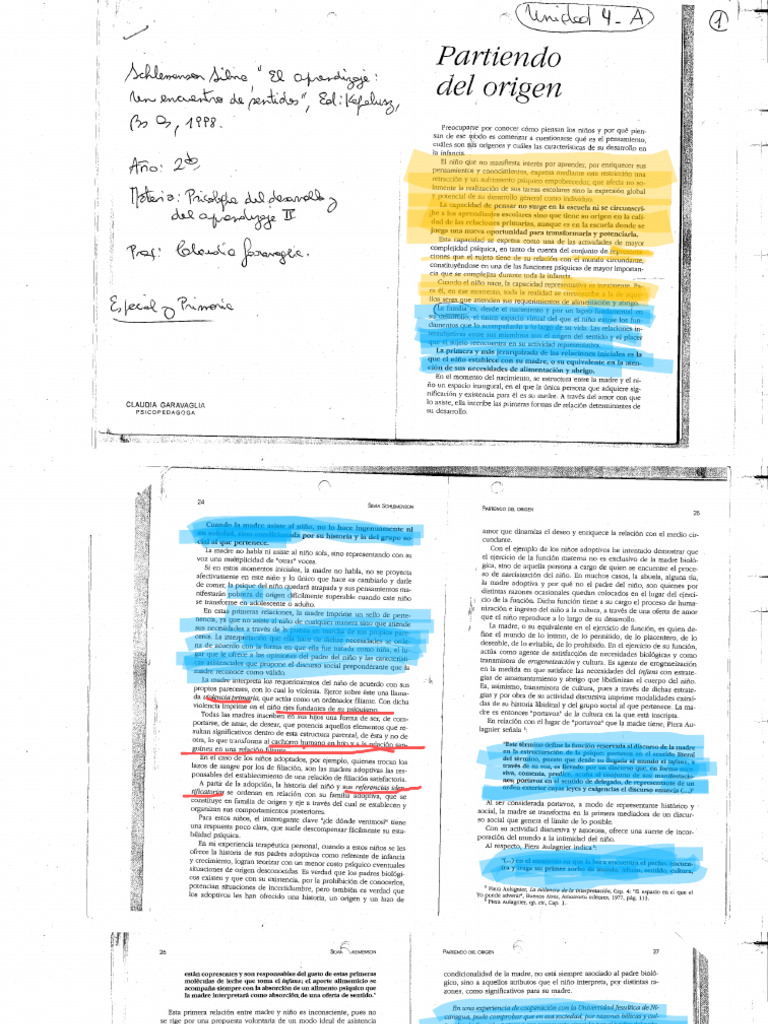 Unidad 4. Partiendo Del Origen, Schlemenson. | PDF