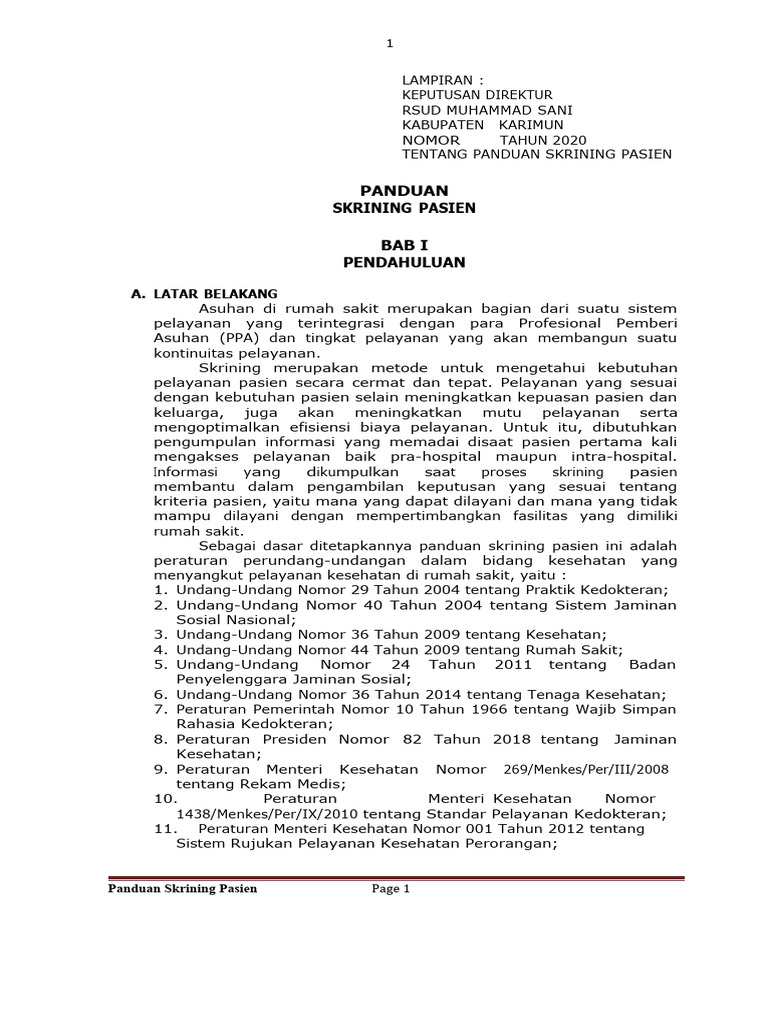 Akp 1 Panduan Skrining Pasien 2022 New | PDF | Pengembangan Diri