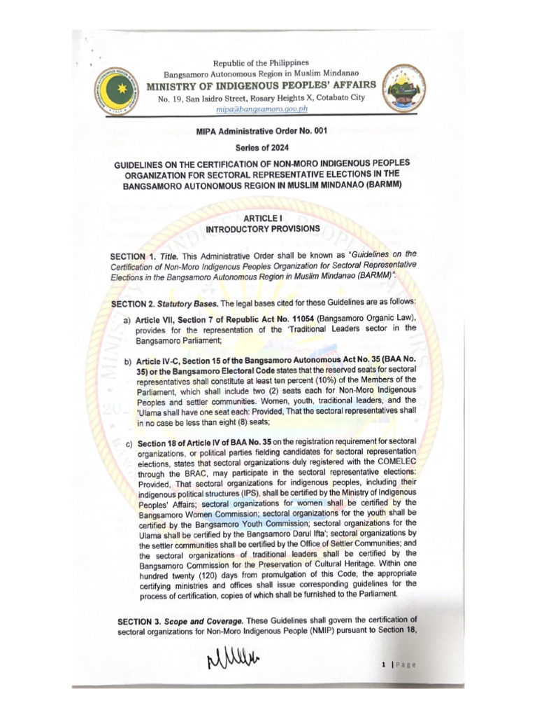 MIPA Guidelines on the Certification of NMIPSO | PDF