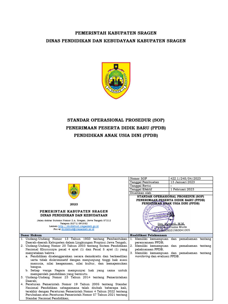 SOP PPDB PAUD Asman | PDF